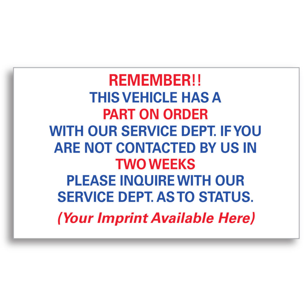 Custom Box Reminder Labels - ASP Automotive Service Products