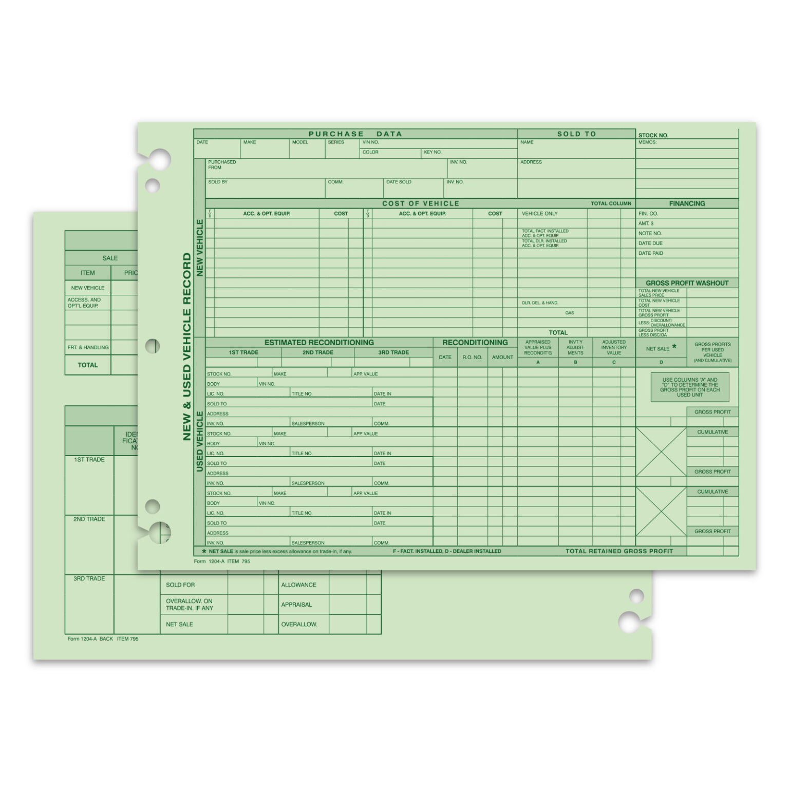 Vehicle Inventory Record - 1204-A - Qty. 50 - ASP Automotive Service ...