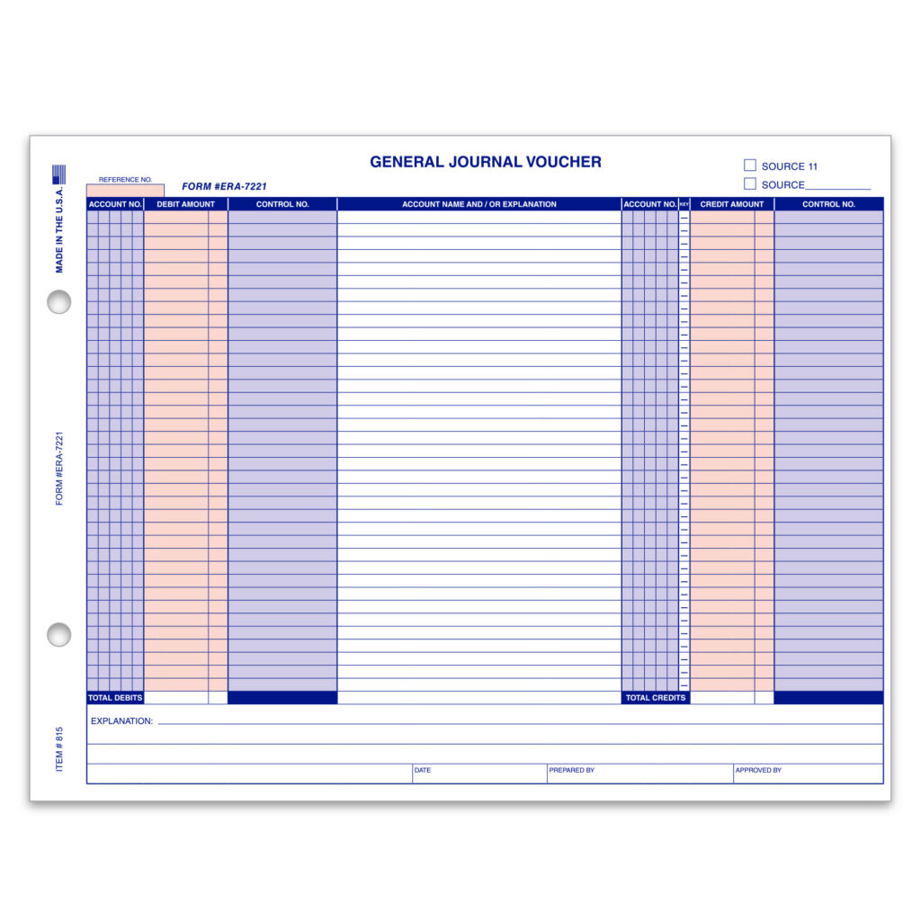 General Journal Voucher - ERA-7221 - Qty. 100 - ASP Automotive Service ...